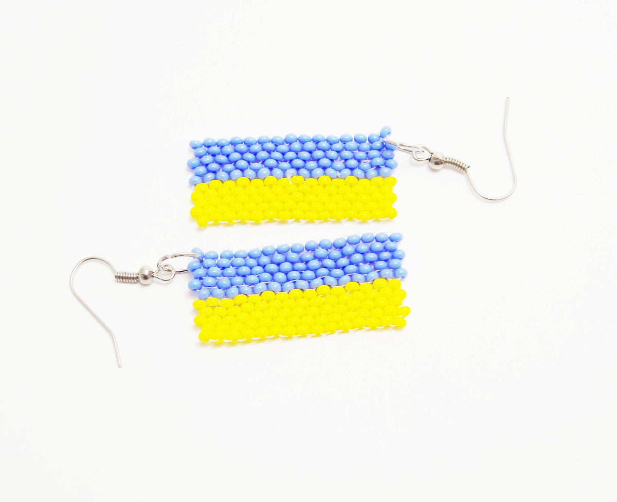 Handmade Yellow blue ukrainian flag earrings national stiped patriotic ...